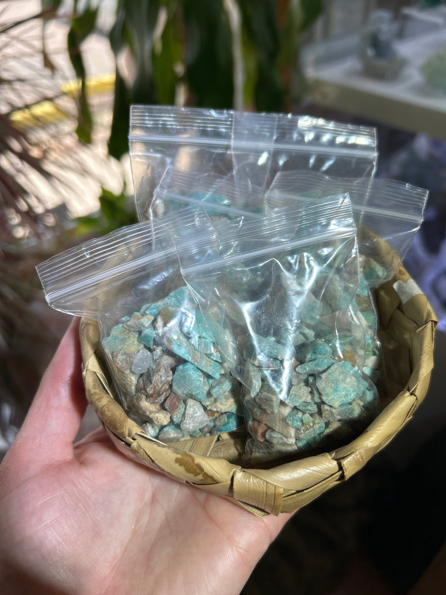 Amazonite Chip Bag – Mountain Mineral Market